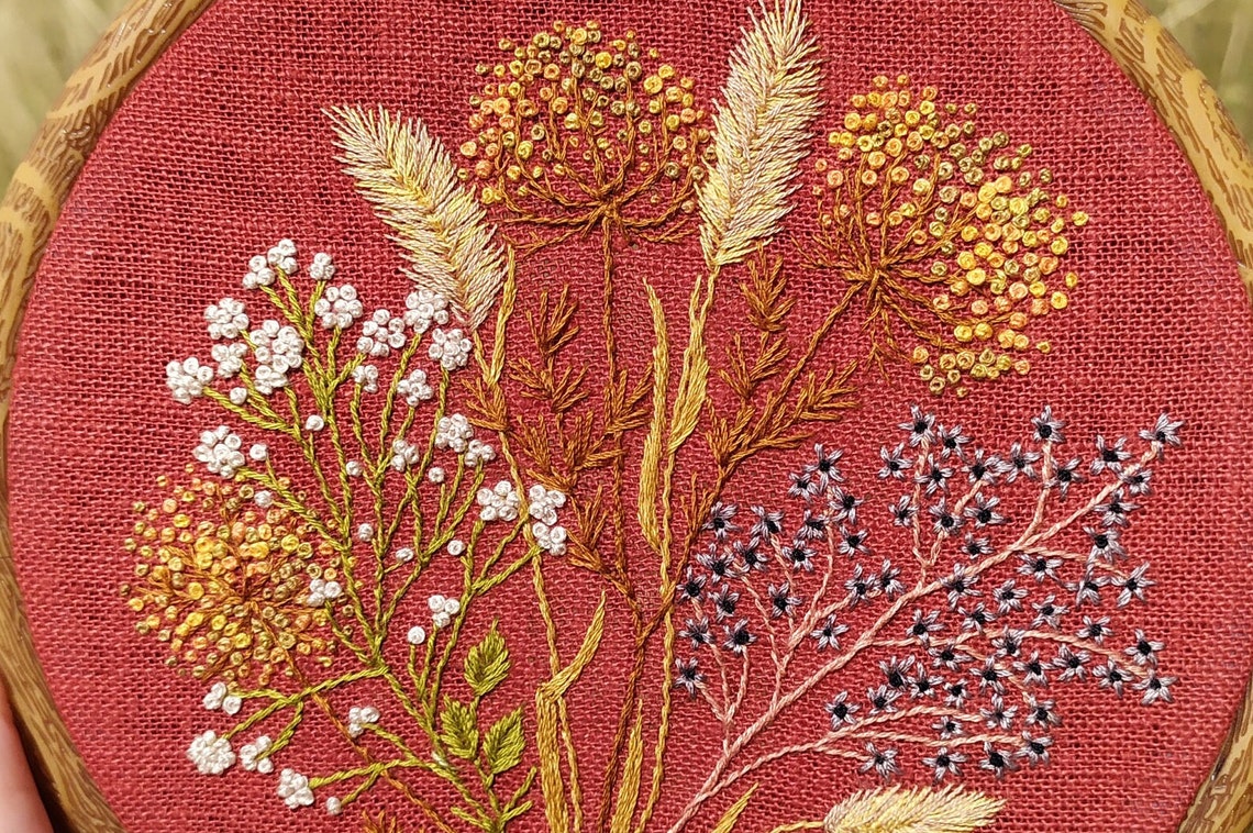 Wild Flower Embroidery Flowers Botanical Flowers Original - Etsy