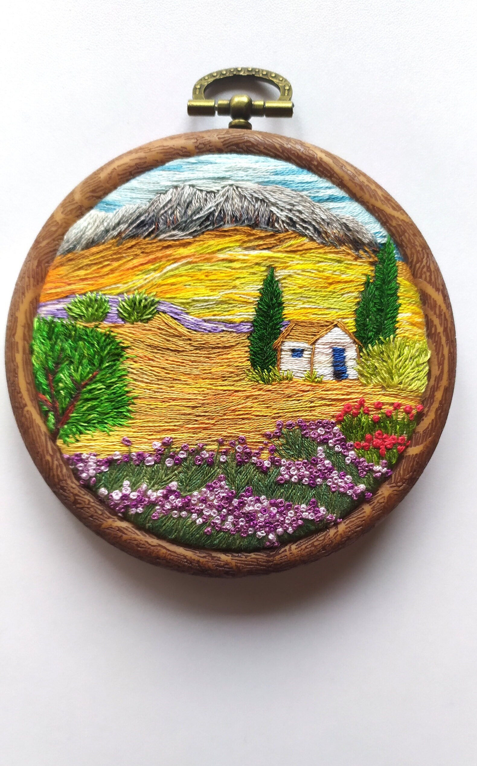 Landscape Embroidery Original Artwork Landscape Art Tuscany - Etsy