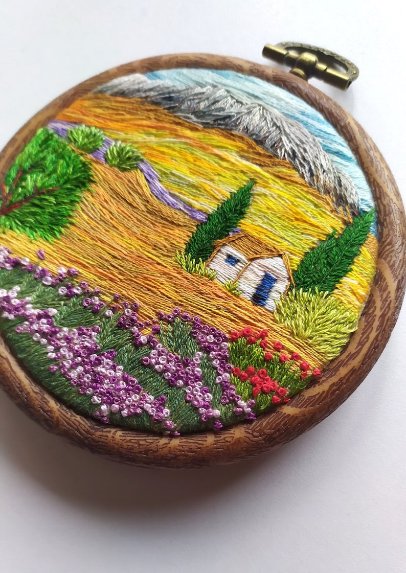 Landscape Embroidery Original Artwork Landscape Art Tuscany - Etsy