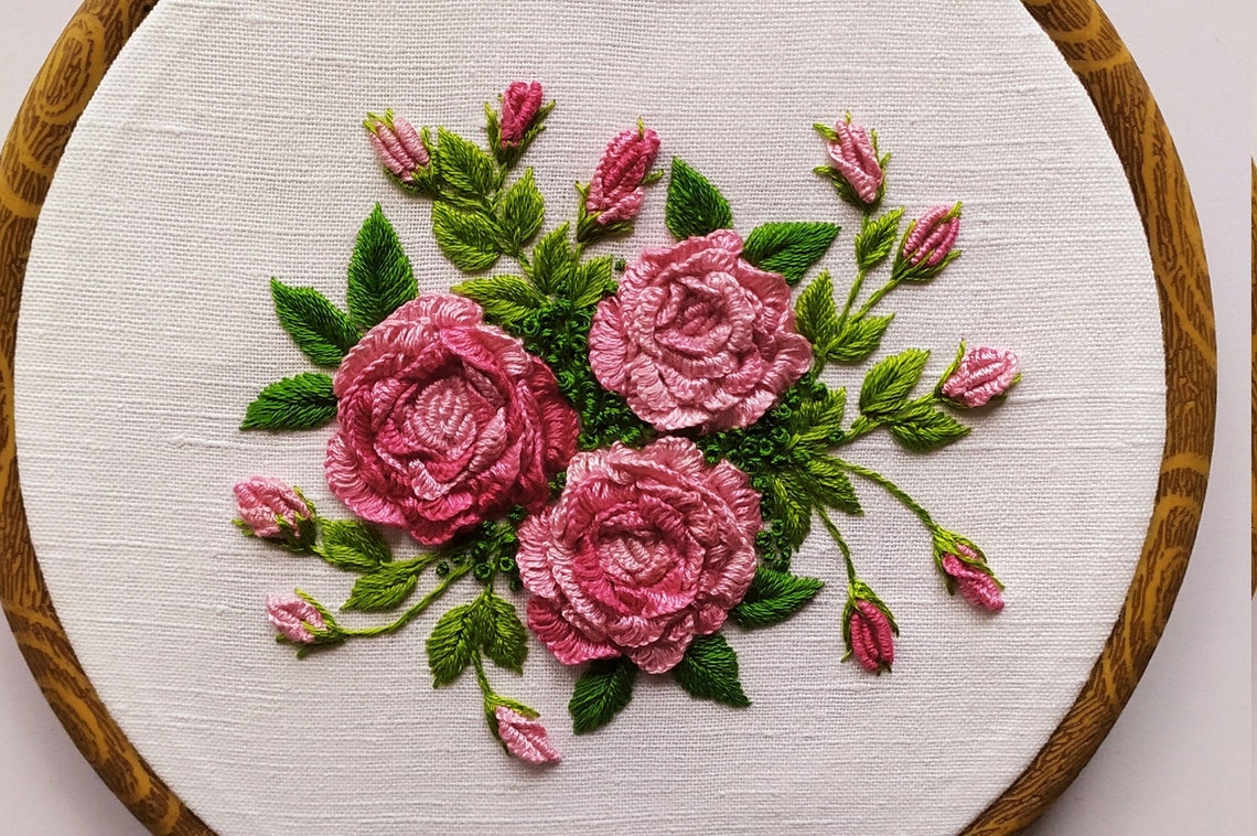 3d Embroidery, Roses Flowers, Embroidery Flowers, Modern Embroidery ...