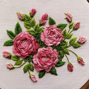 3d Embroidery, Roses Flowers, Embroidery Flowers, Modern Embroidery ...