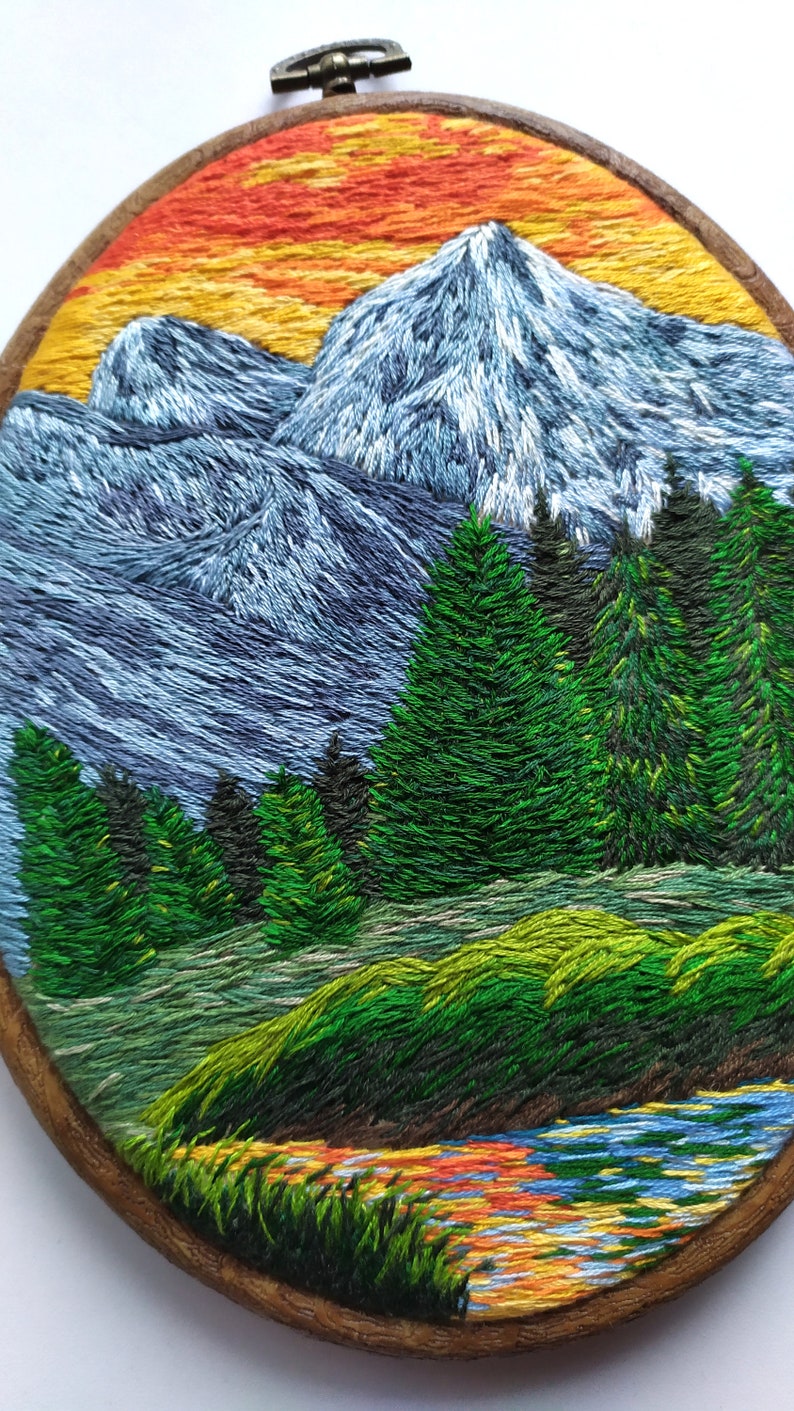 Landscape Embroidery Landscape Art Thread Painting - Etsy
