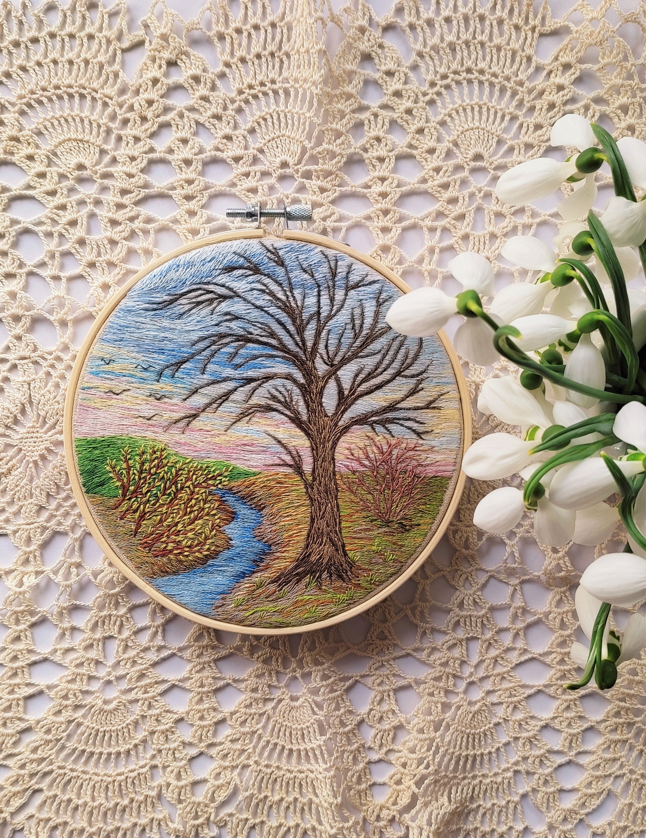 Landscape Embroidery Spring Decor Thread Painting - Etsy