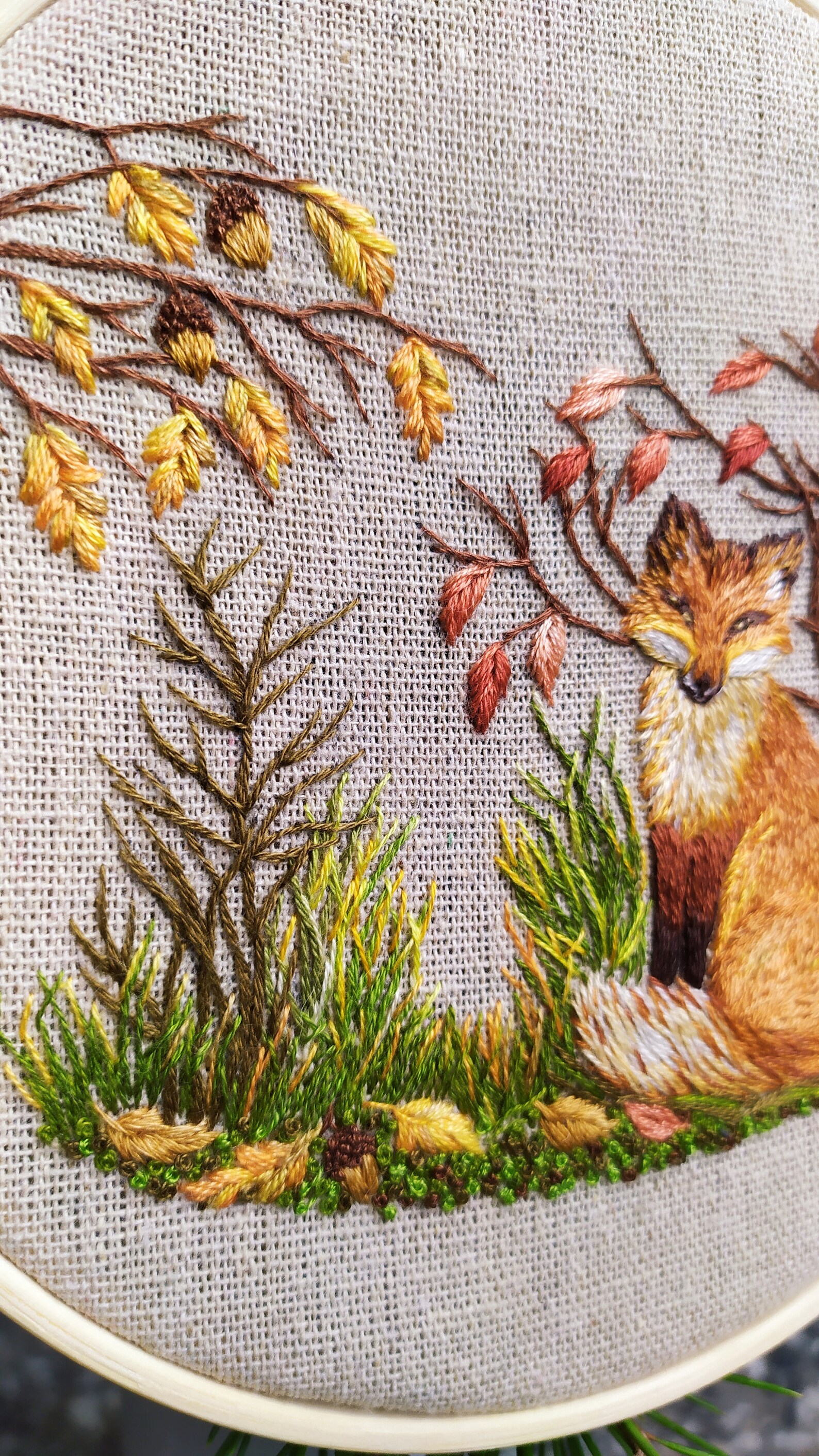 Red Fox Embroidery Art Animal Embroidery Modern Embroidery - Etsy