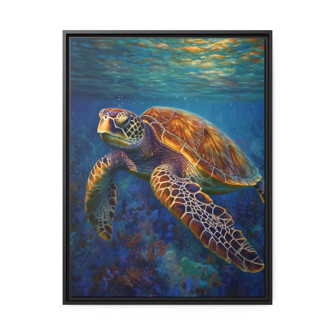 Sea Turtle Cruising Framed Art Print Unique Wall Decor - Etsy