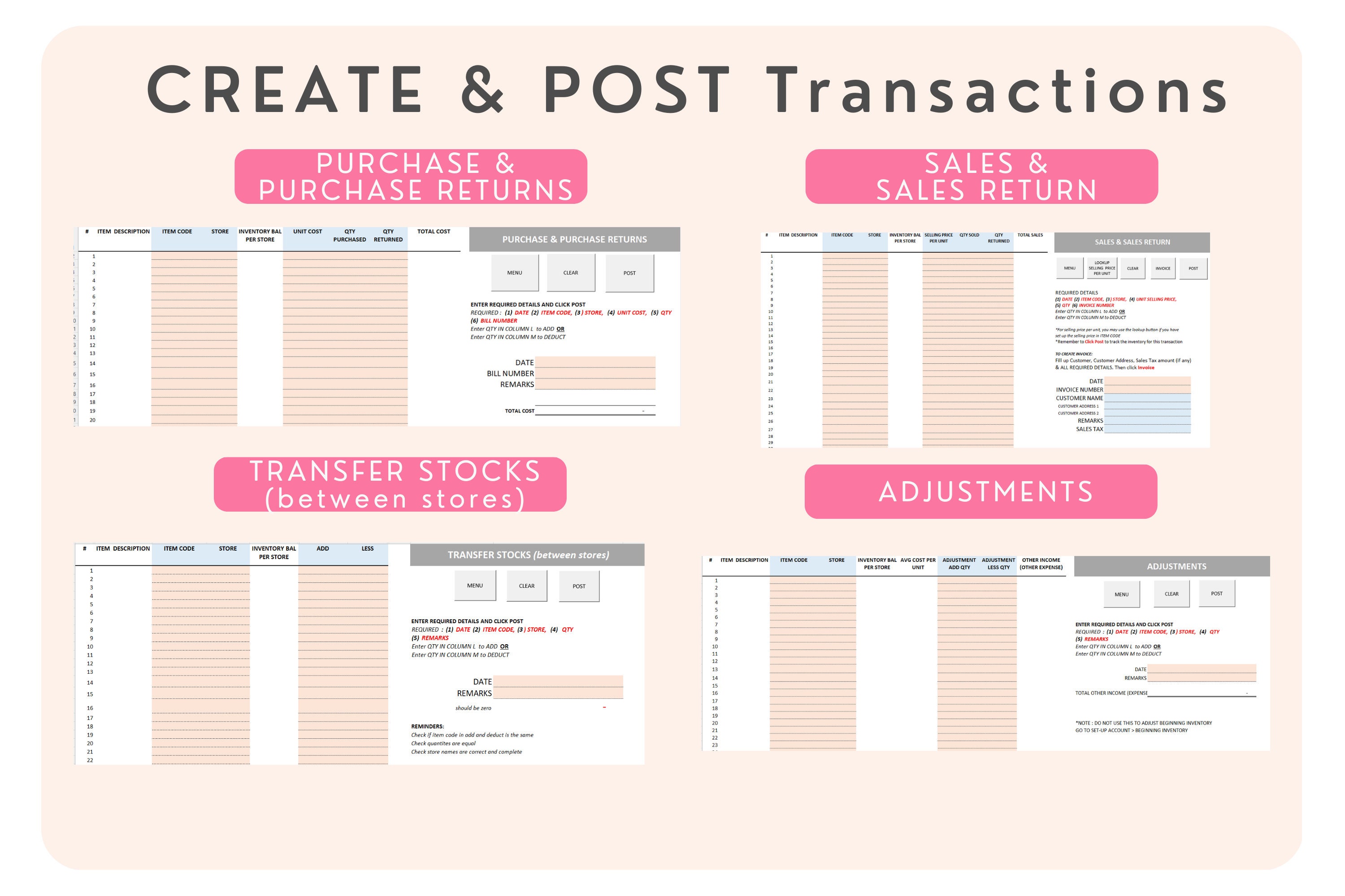 INVENTORY Tracker With Invoice Template Inventory Log Sheet - Etsy