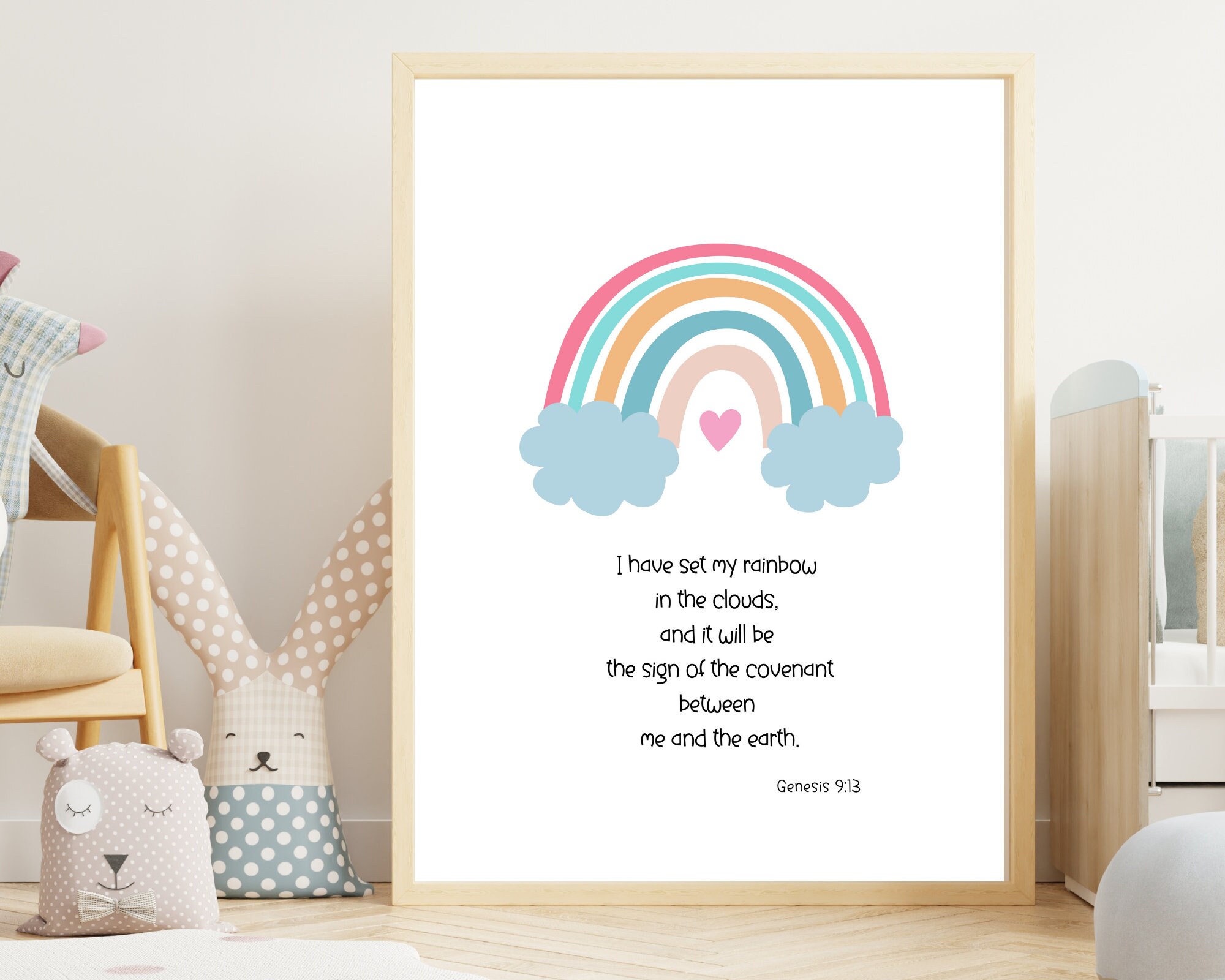 Rainbow Sun Cloud Rain Wall Art Set of 4 Wall Rainbow Nursery Wall ...