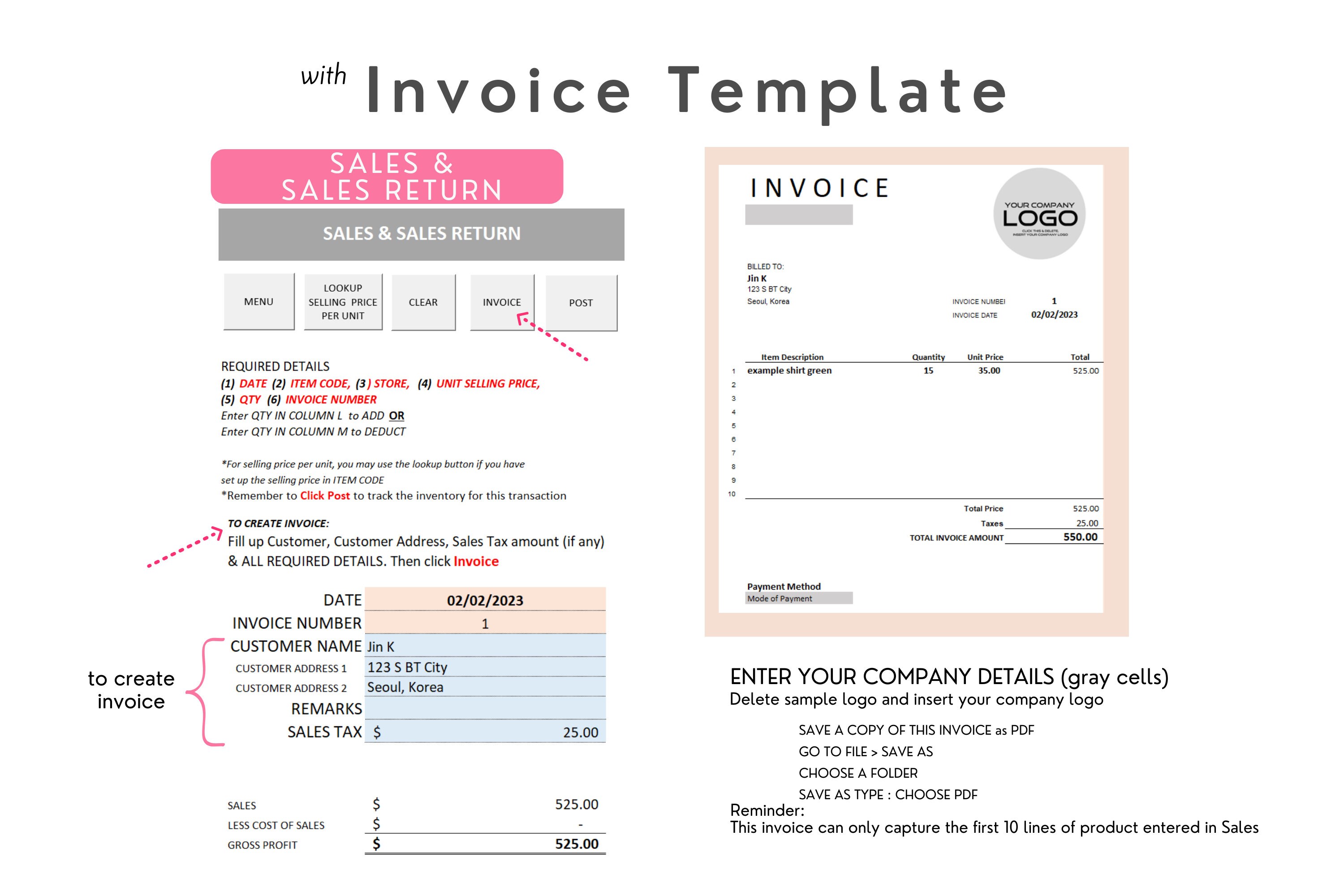 INVENTORY Tracker With Invoice Template Inventory Log Sheet - Etsy