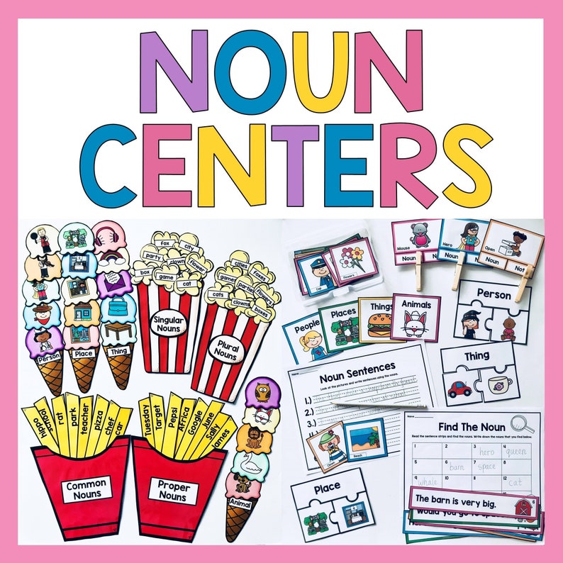 Noun Centers Parts of Speech Activities - Etsy
