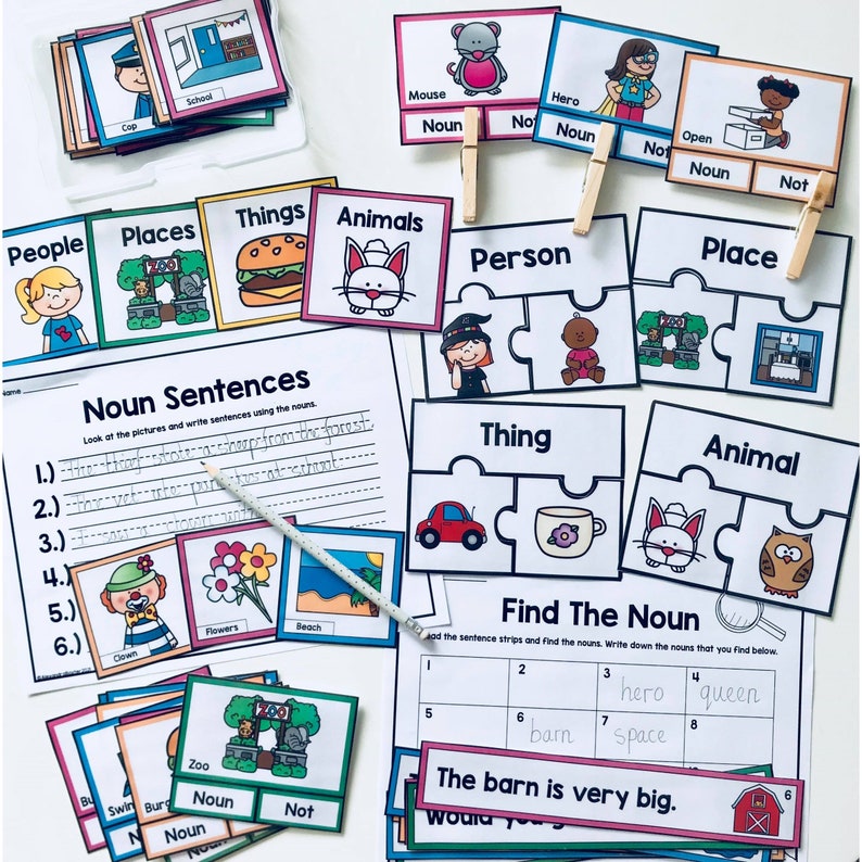 Noun Centers Parts of Speech Activities - Etsy