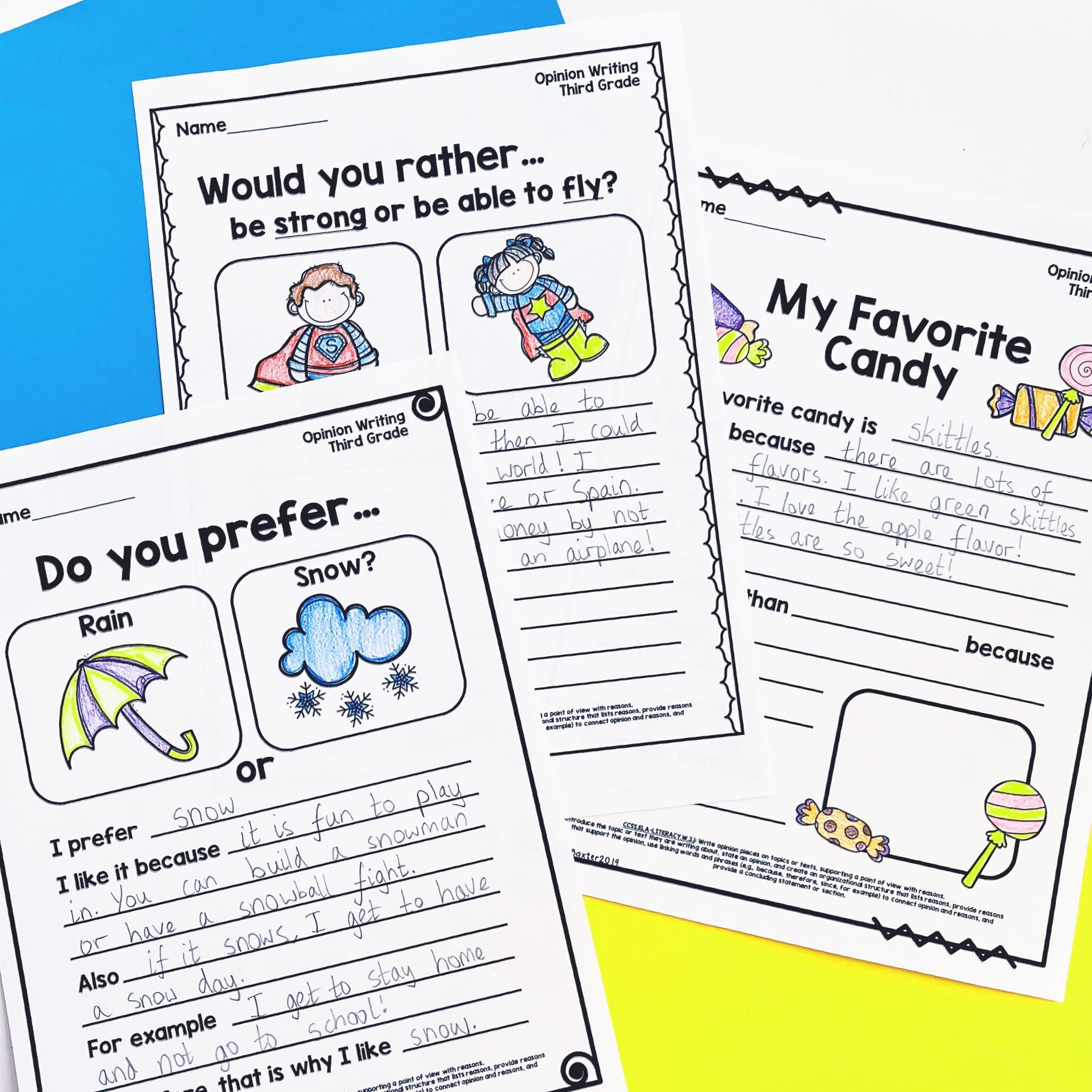 Third Grade Opinion Writing Prompts and Worksheets - Etsy