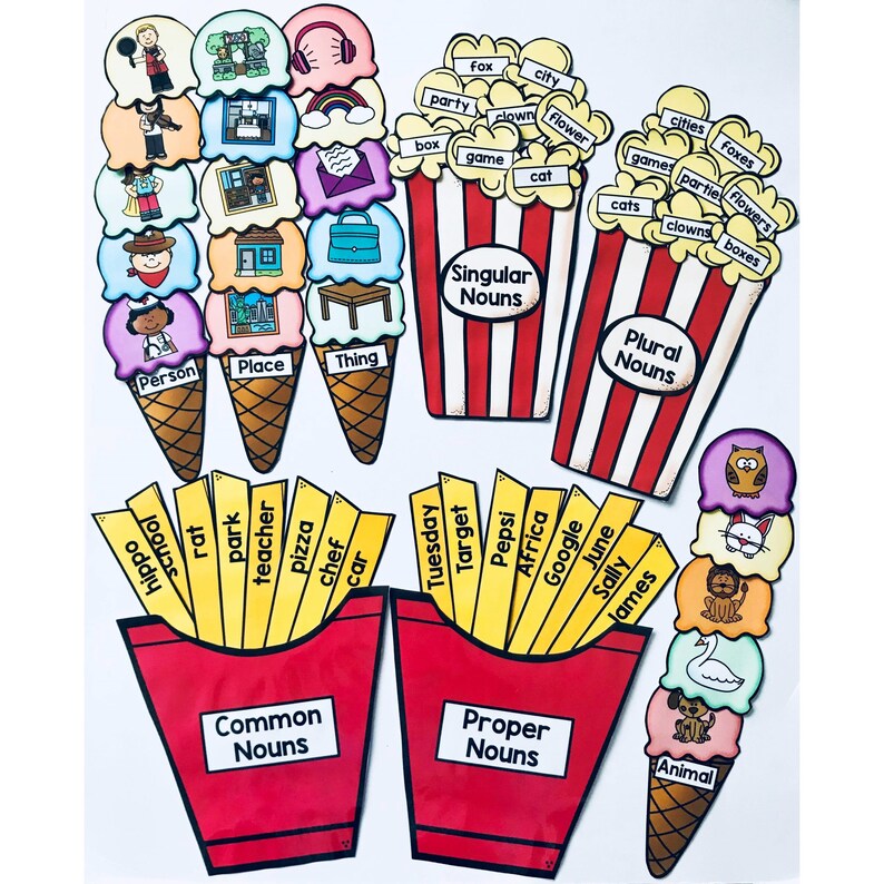 Noun Centers Parts of Speech Activities - Etsy