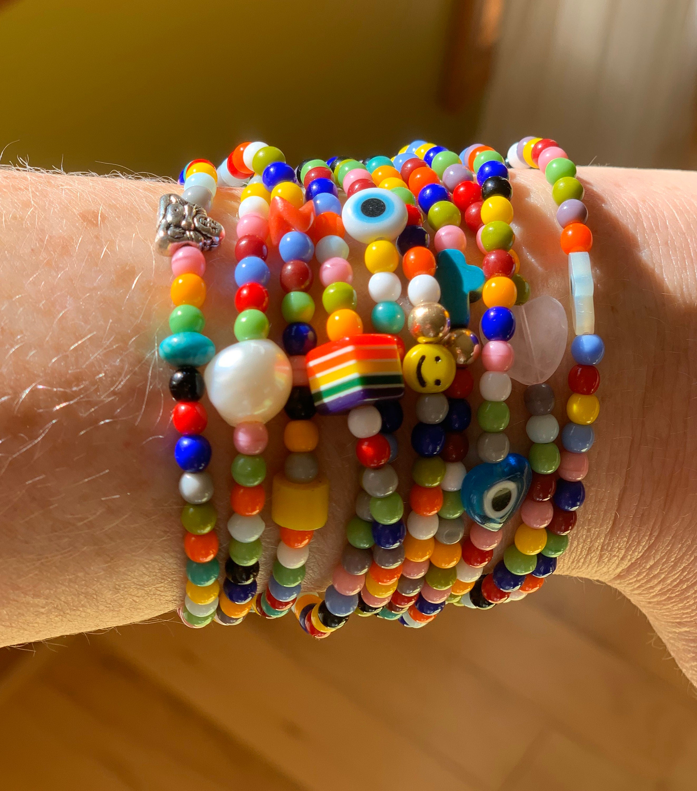 Summer Camp Bracelets Druk Beads African Trade Beads Smiley - Etsy