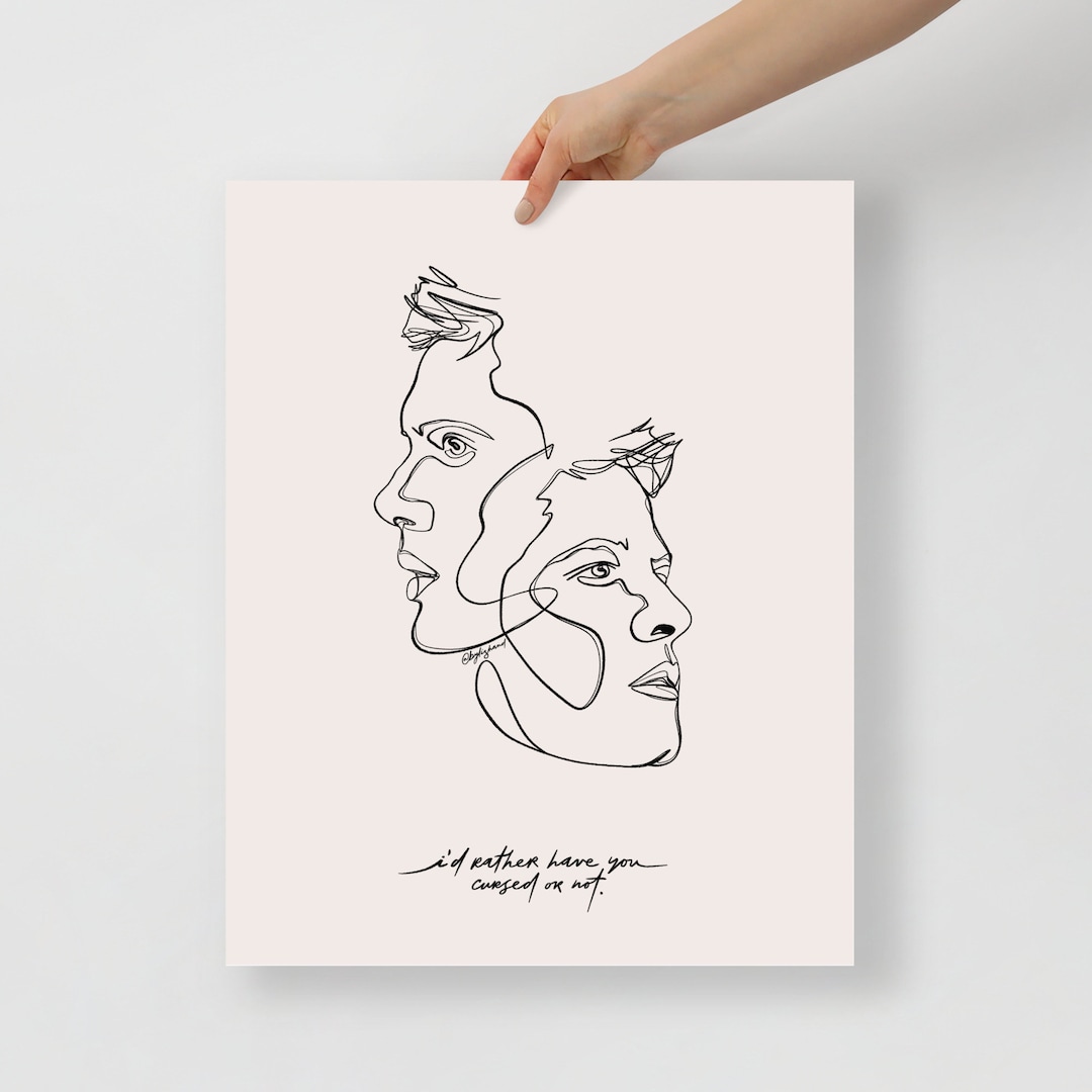 Cursed or Not (black Lines) - Supernatural Dean and Castiel - Hand ...