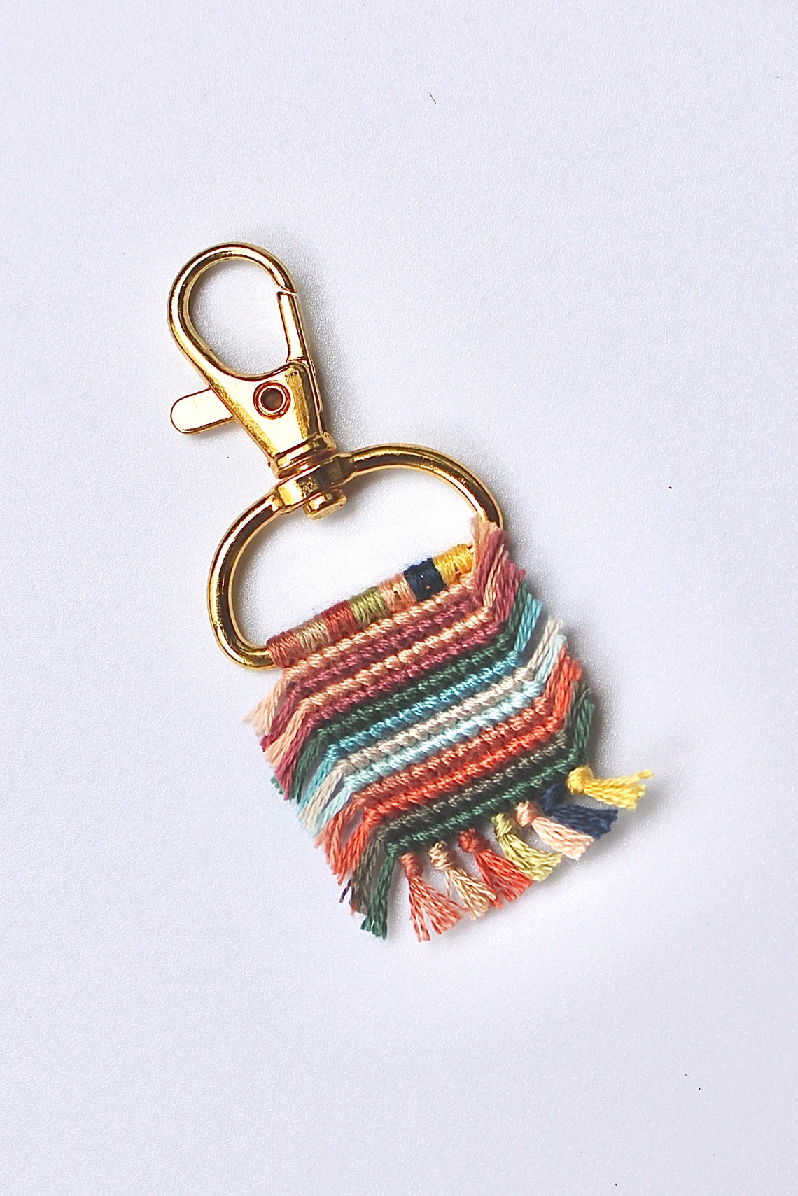 Boho Fringe Cotton Keychain, Case of Stripes Friendship Bracelet ...