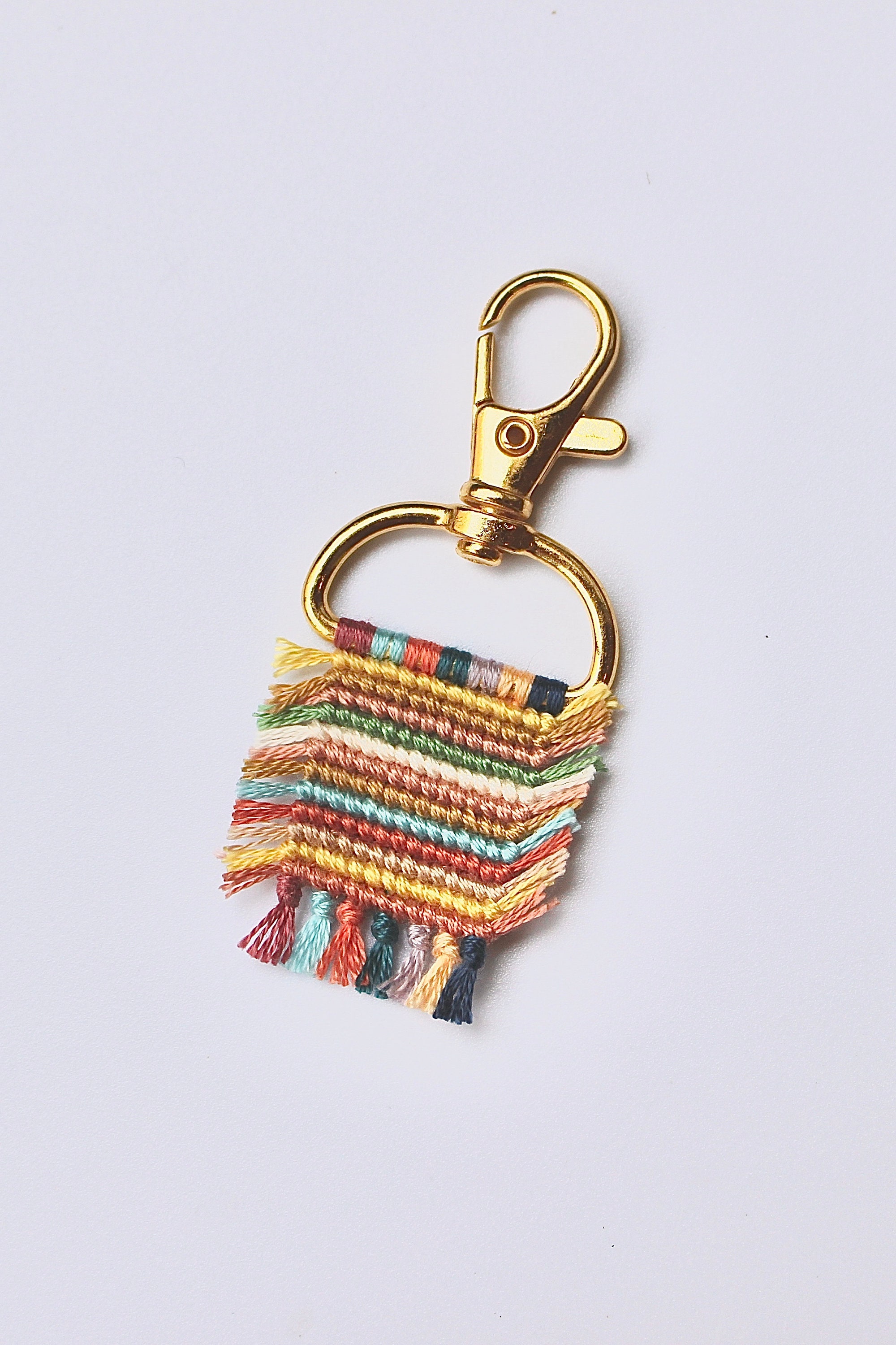 Boho Fringe Cotton Keychain, Case of Stripes Friendship Bracelet ...