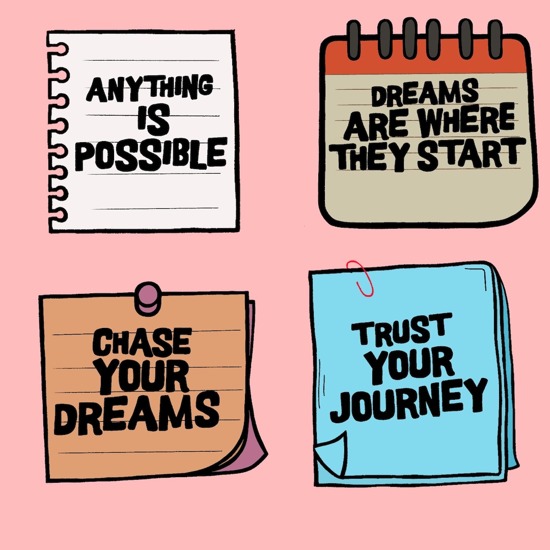 Notes, Sticky Notes, Inspirational, Quotes, Illustrations, Vector ...