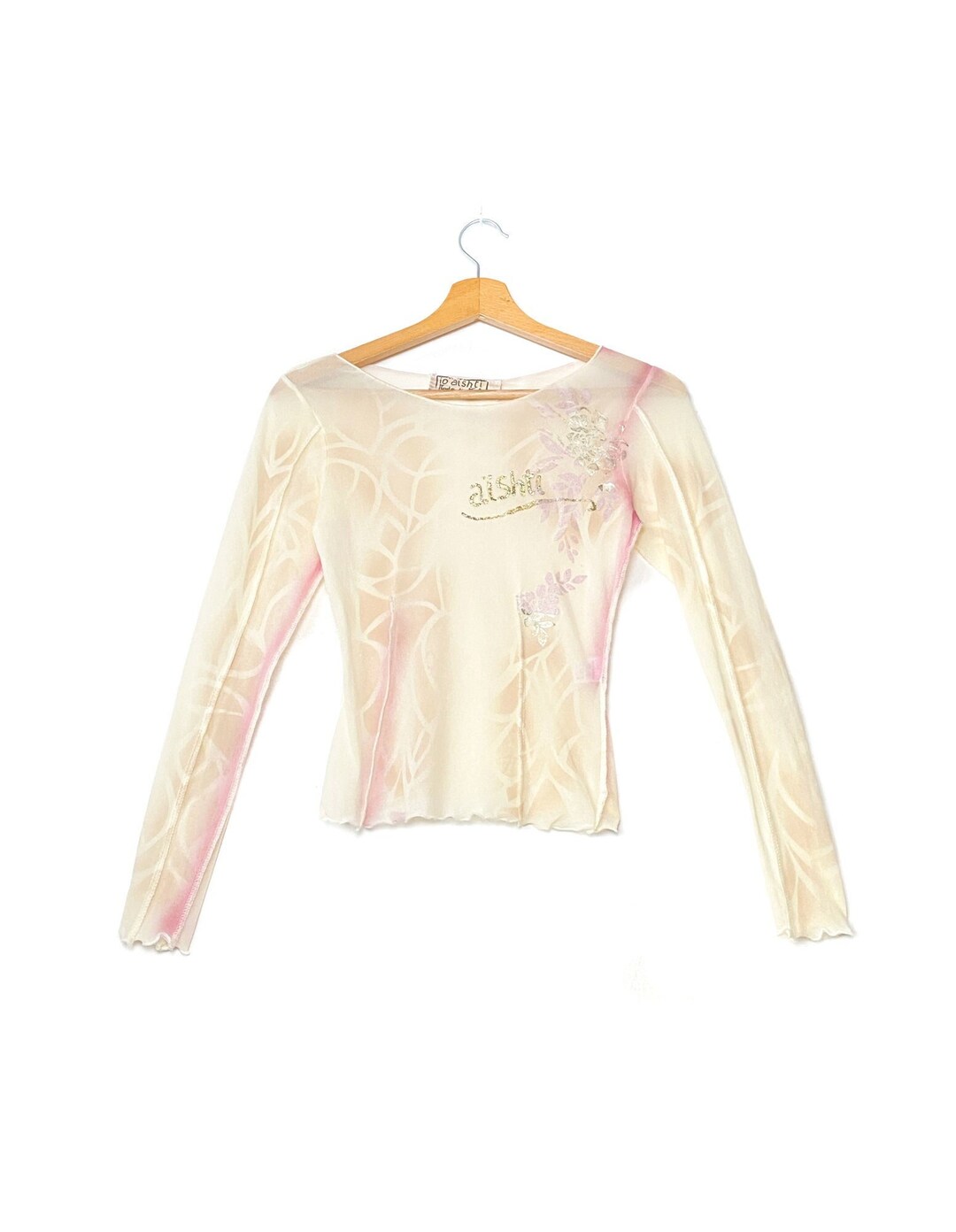 Y2k Outer Seams Mesh Top, Sheer Club Kid Stretch Longsleeves Corset Top ...