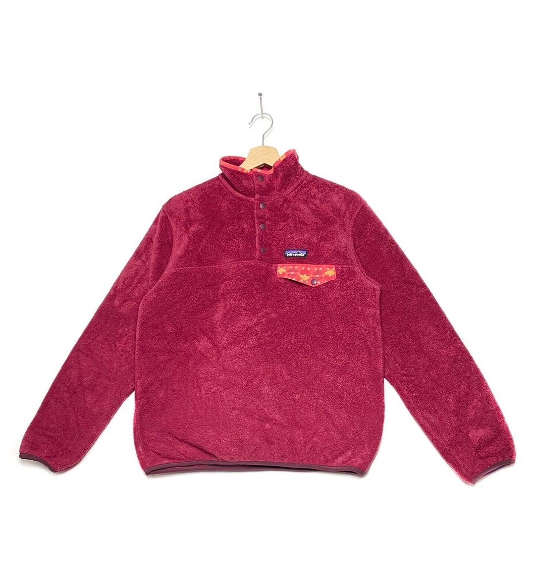 PATAGONIA Synchilla VINTAGE Fleece, Burgundy Red With Navajo Outline ...