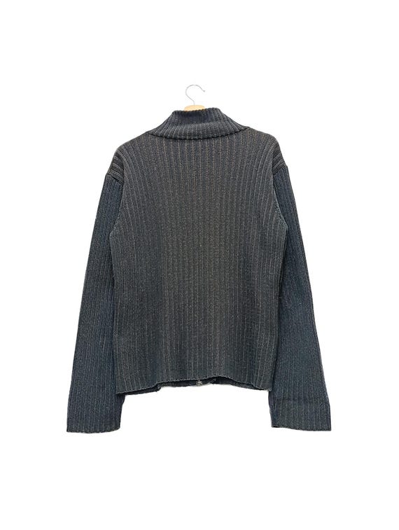 2000s ribbed zip up sweater, y2k Aesthetic unisex Swe… - Gem