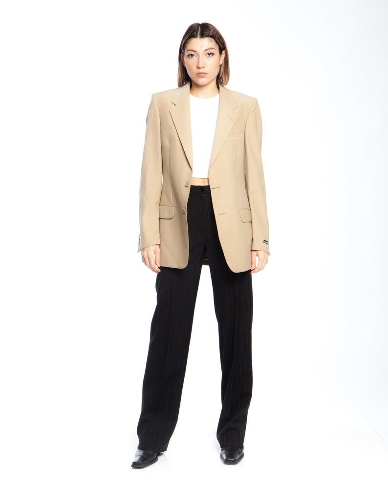 Y2K OAT BEIGE BLAZER Vintage Unisex Suit Jacket Pure Wool - Etsy