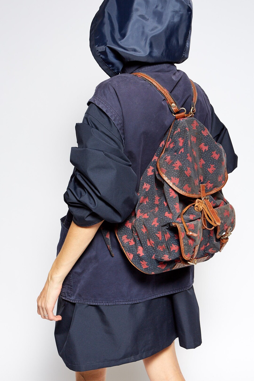 1980s NAJ-OLEARI Paninaro Backpack Vintage Dog Print Cotton - Etsy