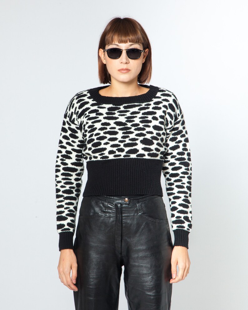 SPOTTED VINTAGE JUMPER Bicolor Knitting Wool Sweater. Top - Etsy