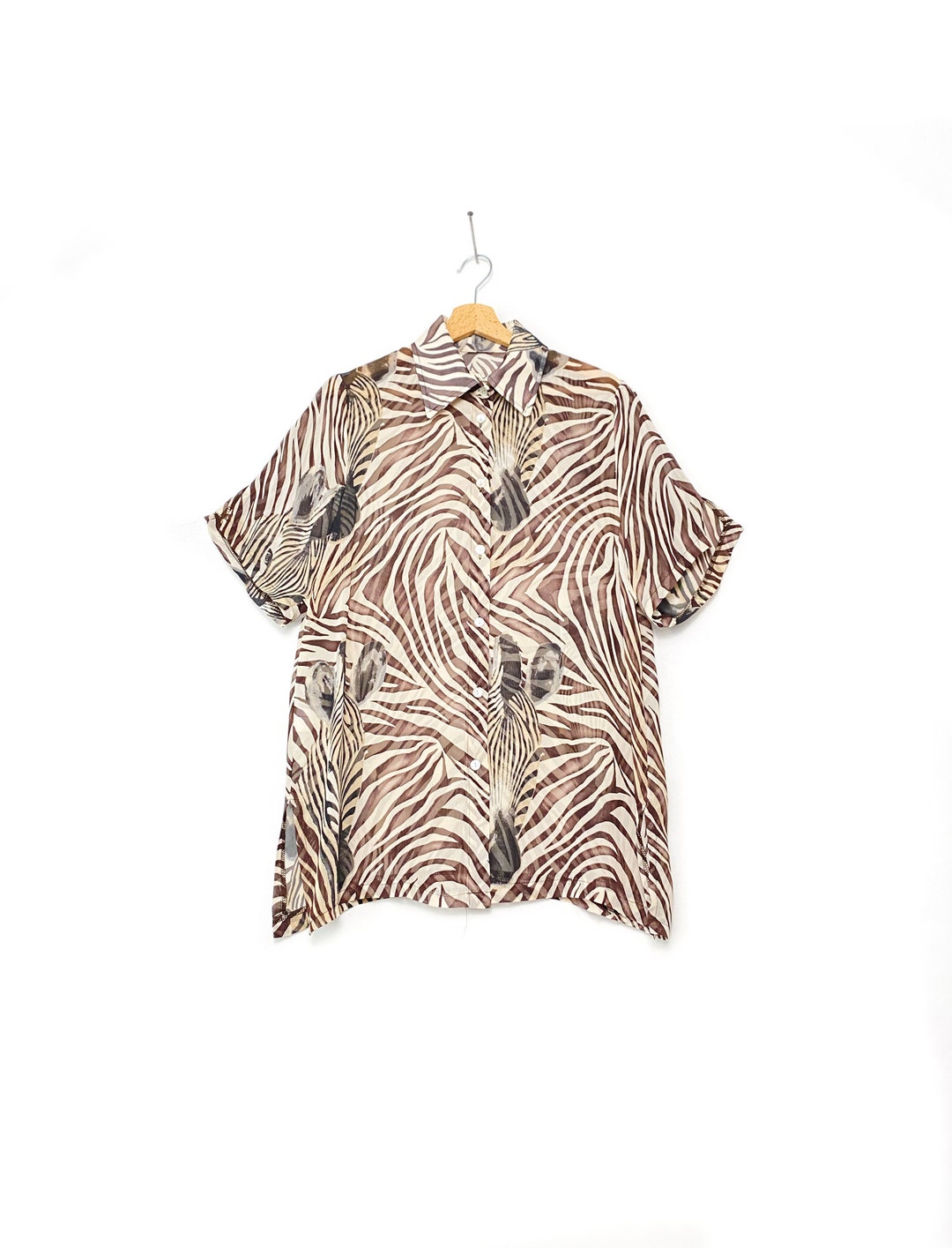 Y2k Zebra Animal Print Sheer Oversize Long Shirt - Etsy