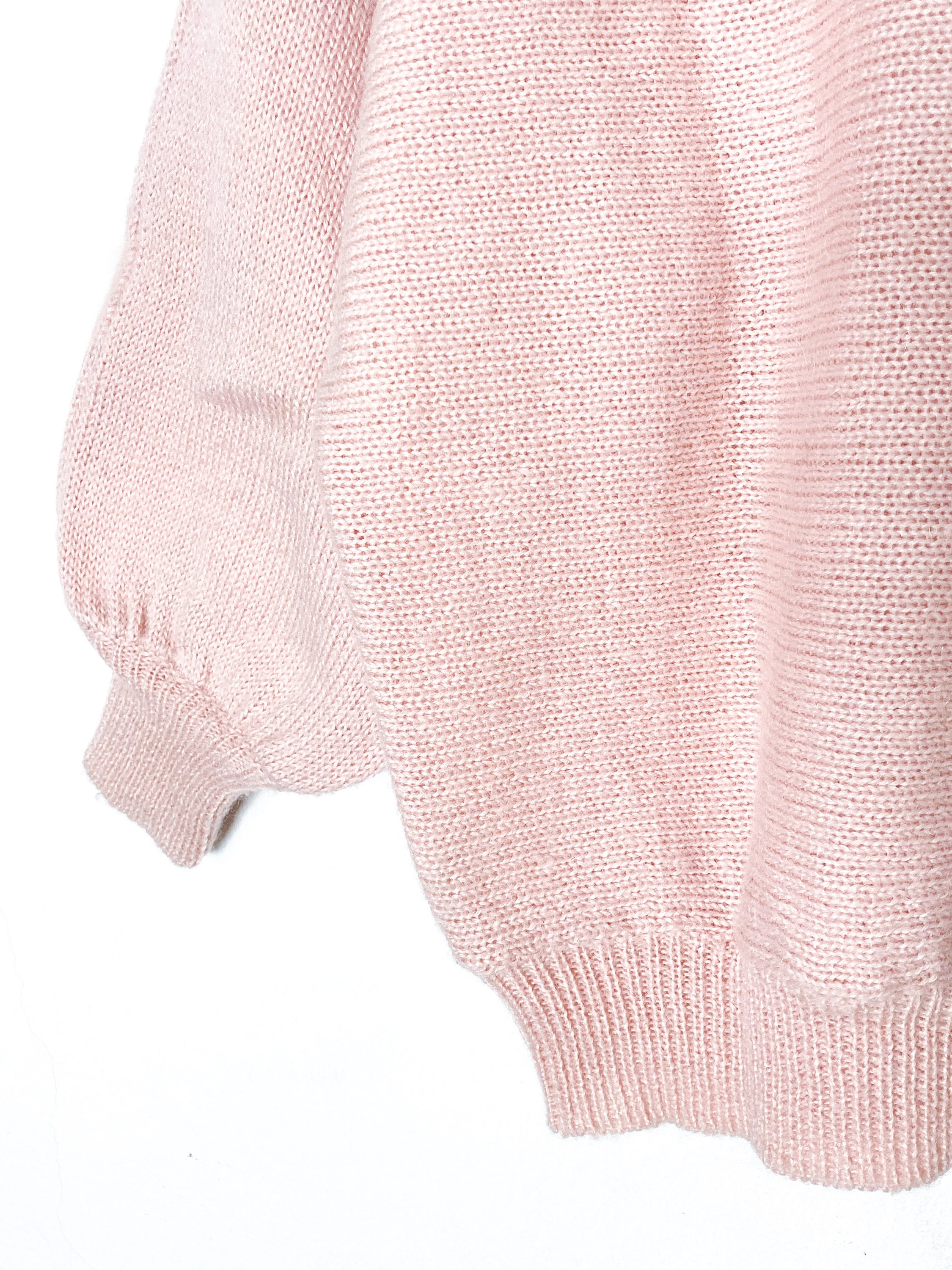 ANGORA WOOL Baby Pink Cream Color Pullover, Beads Embellishment Batwing ...