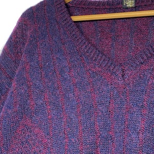 70s 80s Alpaca Braids Jumper, VINTAGE Blue Purple Oversize Sweater. Quality Alpaca Wool Braid ...