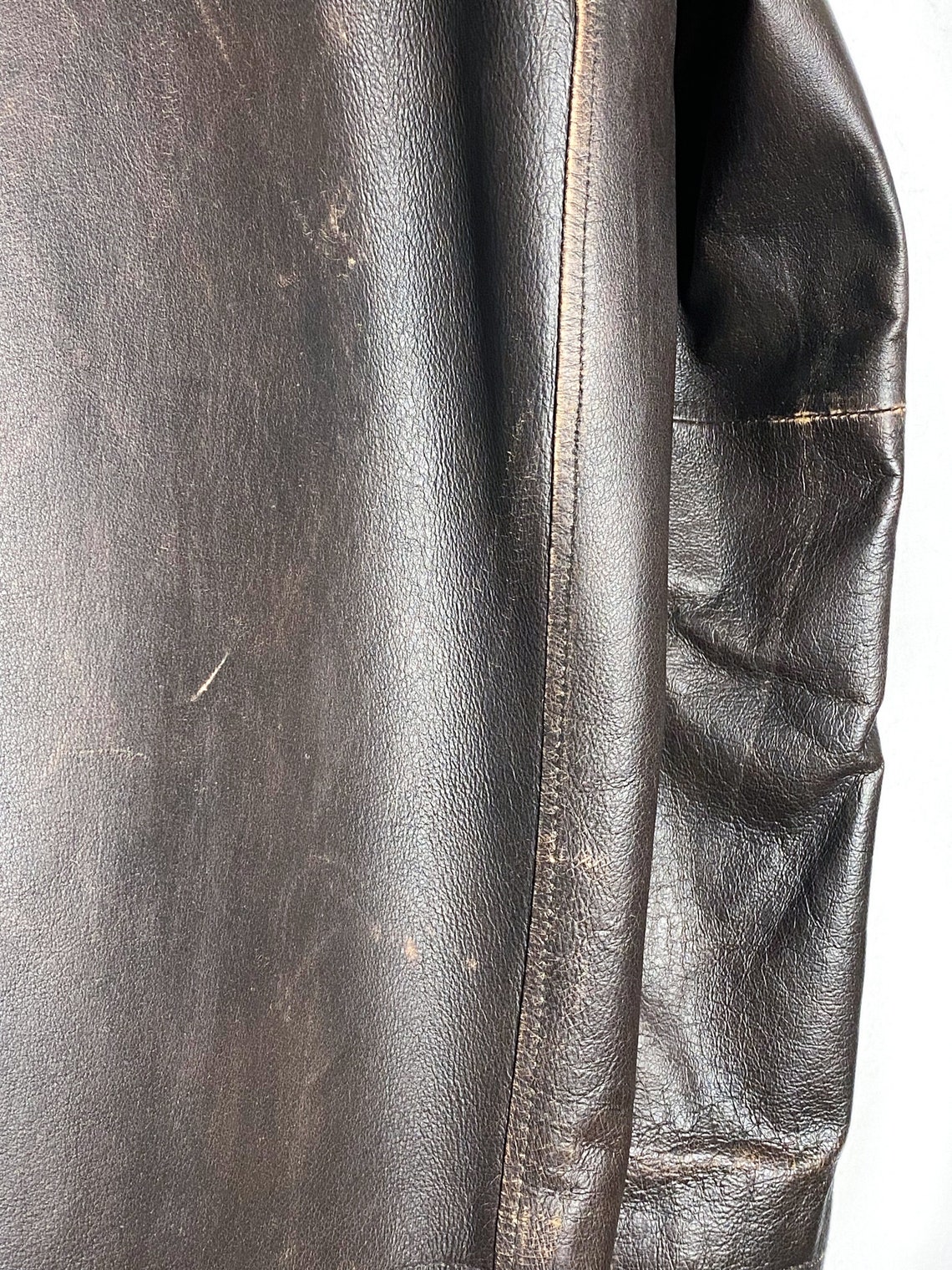 1990s Boxy Fit Leather Jacket, Vintage Distressed Leather Coat, Unisex ...