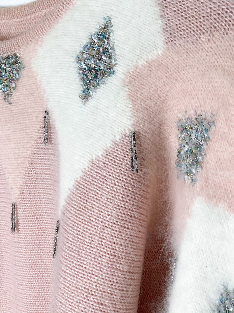 ANGORA WOOL Baby Pink Cream Color Pullover Beads - Etsy