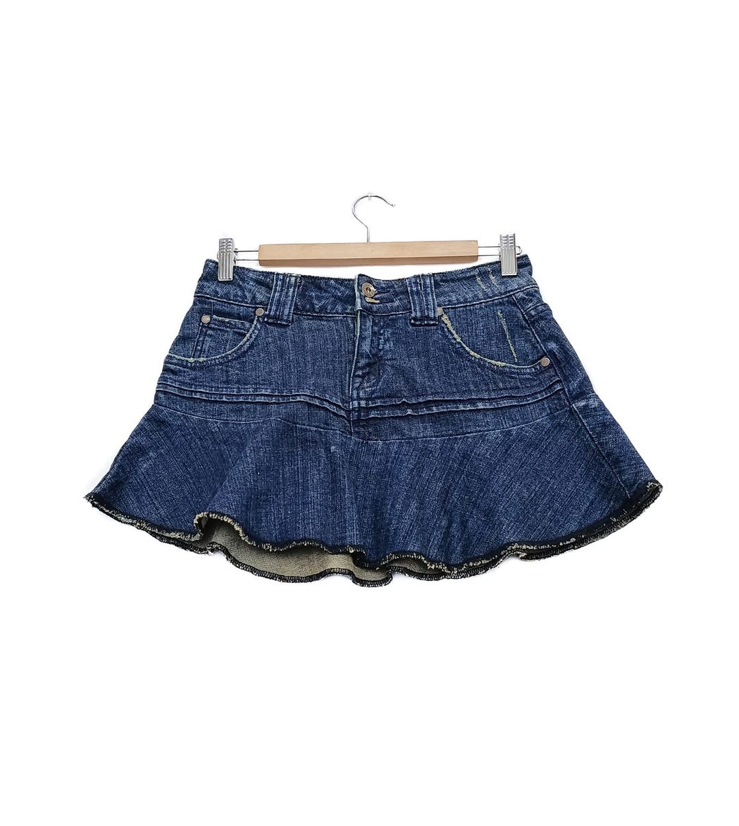 2000s Denim Pleated Mini Skirt - Etsy