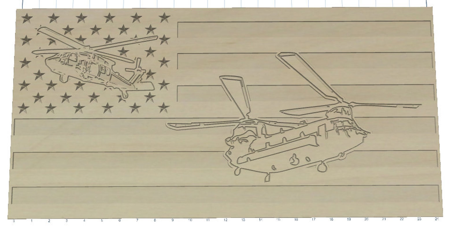 Black Hawk/ Chinook Flag 12 by 24 - Ready to Cut GRBL Gcode File for ...