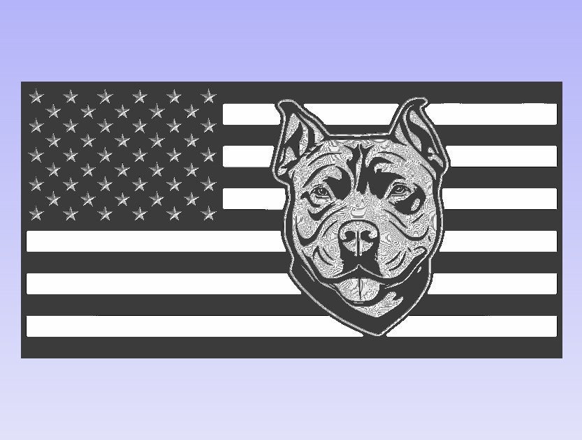 Pitbull American Flag SVG With Ready to Cut Gcode Files - Etsy