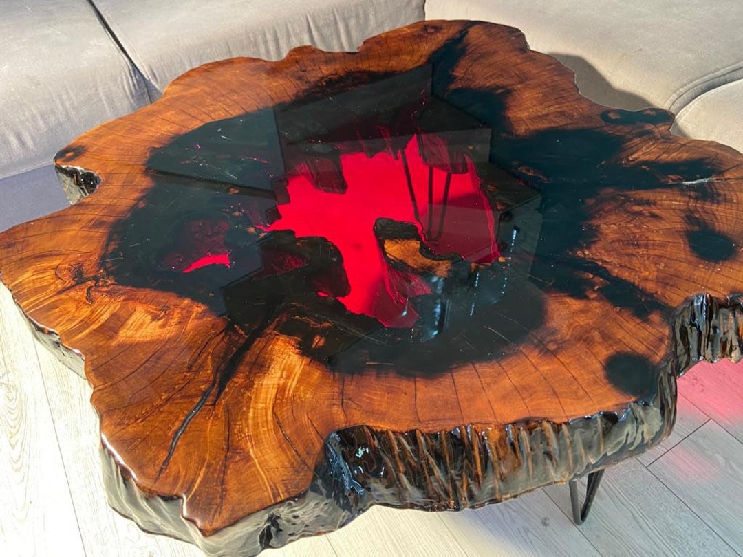 Designer Epoxidharz Tisch "ruby Red Cassiopea" Aus Massivholz RARITÄT ...