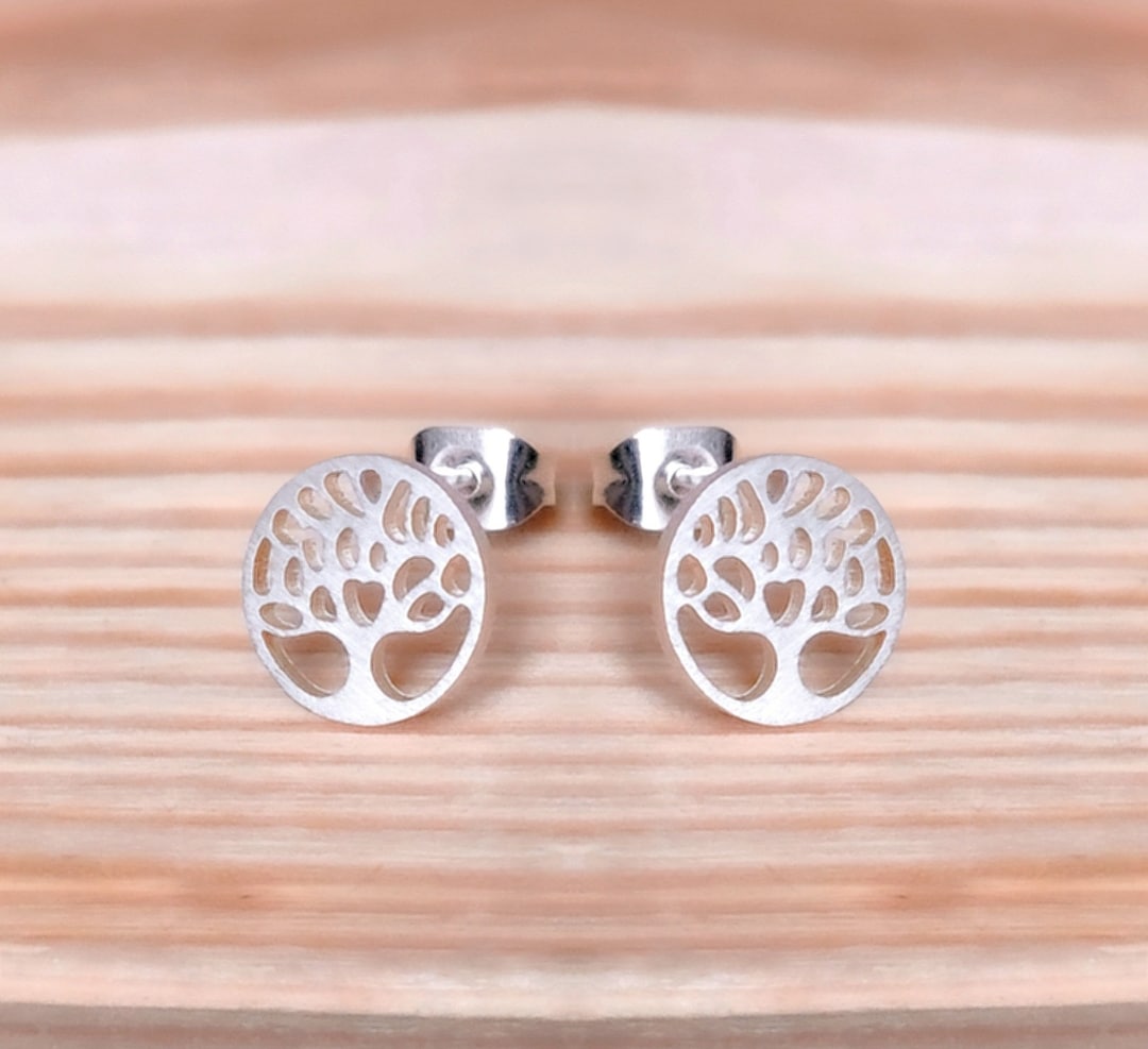 Tree of Life Stud Earrings - Minimalist Jewelry, Magical Earrings, Gift ...