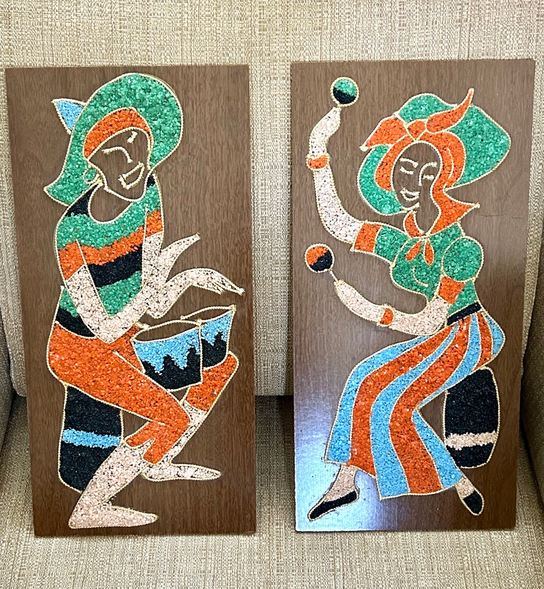 Bongo Player & Maracas Musician Calypso Music Vintage Wall Art ...