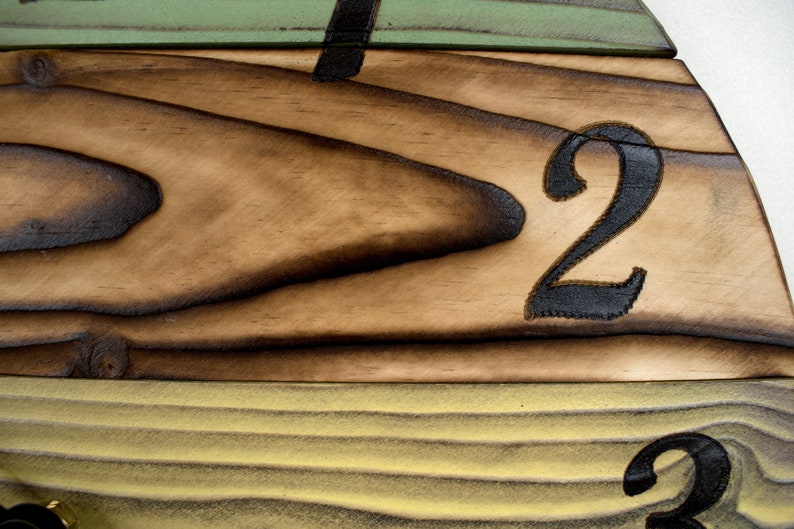Handmade Wood Wall Clock, 12" to 30", Green Bare and Yellow Rustic ...