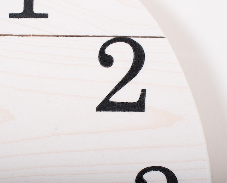 White Stain Solid Wood Handmade Wall Clock, Minimalist Wooden Clock ...