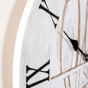 Monogram Wood Wall Clock, Whitewash Distressed Clock, Personalized ...