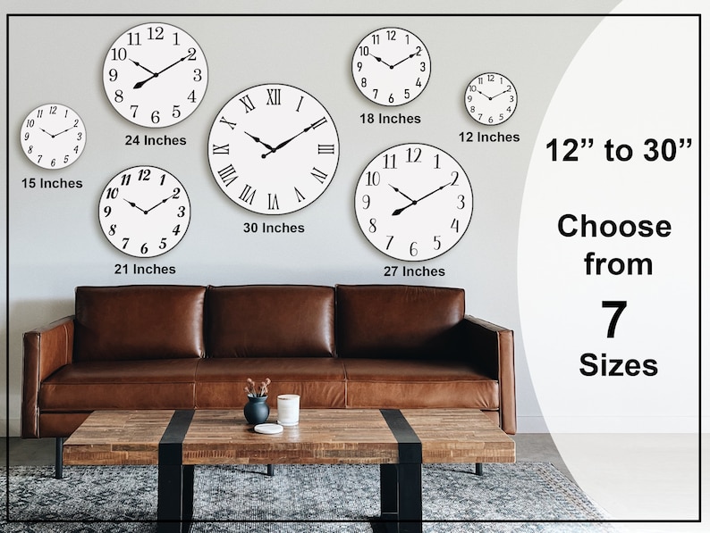 Aqua Solid Wood Handmade Wall Clock, Minimalist Wooden Clock, Large ...