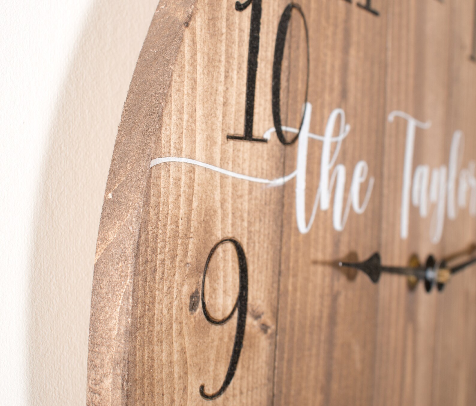 Family Name Wood Wall Clock, Cursive Wall Clock, Personalized Farmhouse ...