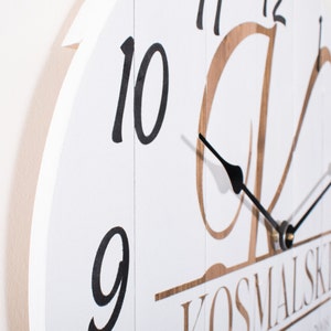 White Hand-painted Monogram Wood Wall Clock, Wedding or Anniversary ...