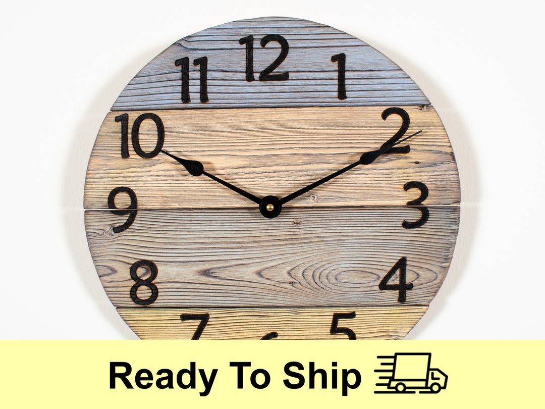 Ready to Ship Handmade Wooden Wall Clock, 12 Inch Round Clock, Pastel ...