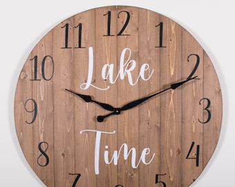 Personalized Lake Time Wood Wall Clock - 12" Diameter - Etsy