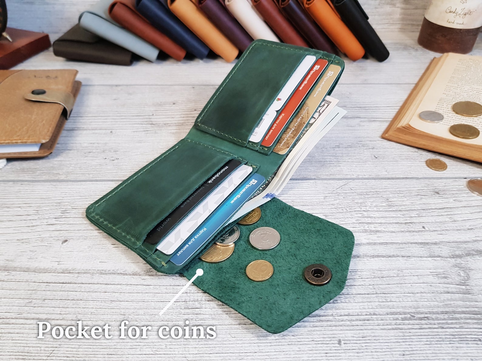 Cute Small Minimalist Womans Wallet Personalized Leather - Etsy