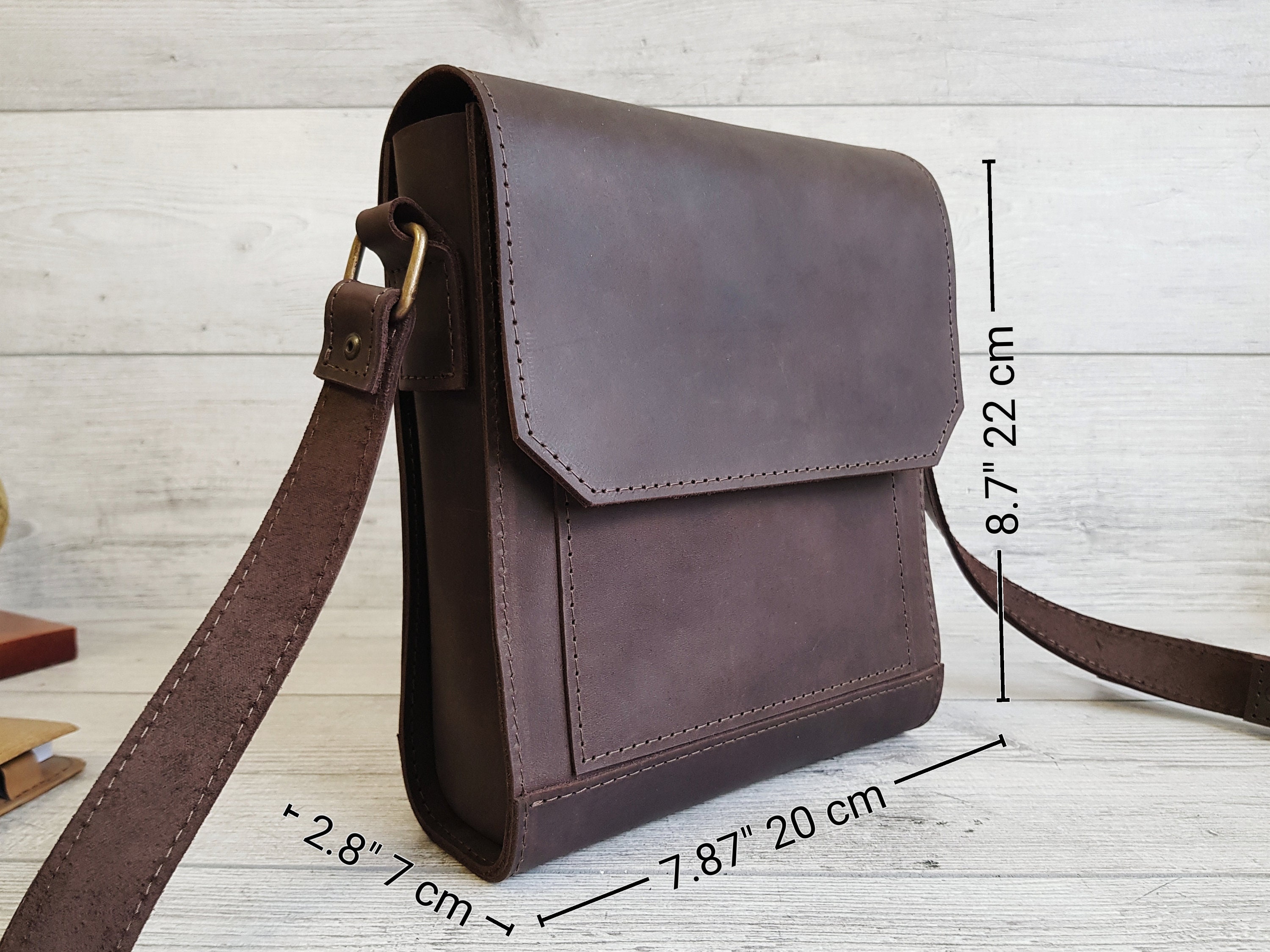 Leather Mens Crossbody Bag, Small Shoulder Bag for Men, Brown Leather ...