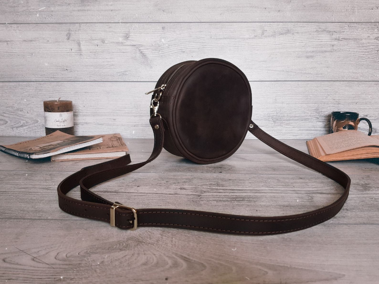 Leather Crossbody Bag, Round Leather Bag Women, Small Crossbody Purse ...