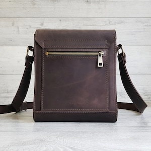 Leather Mens Crossbody Bag, Small Shoulder Bag for Men, Brown Leather ...